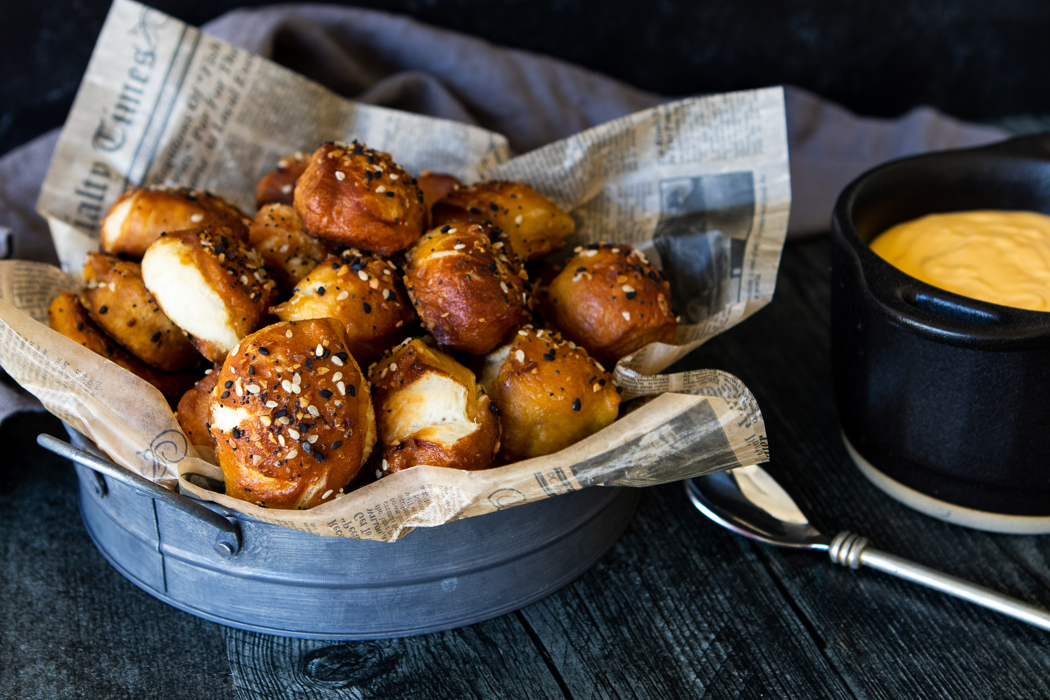 Everything Pretzel Morsels with Cheese Sauce | The Fancy Pants Kitchen