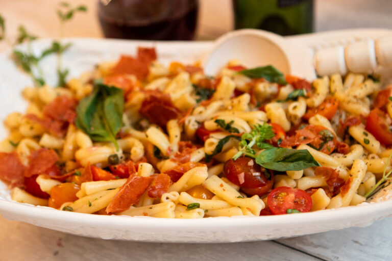 Warm Puttanesca Pasta Salad | The Fancy Pants Kitchen