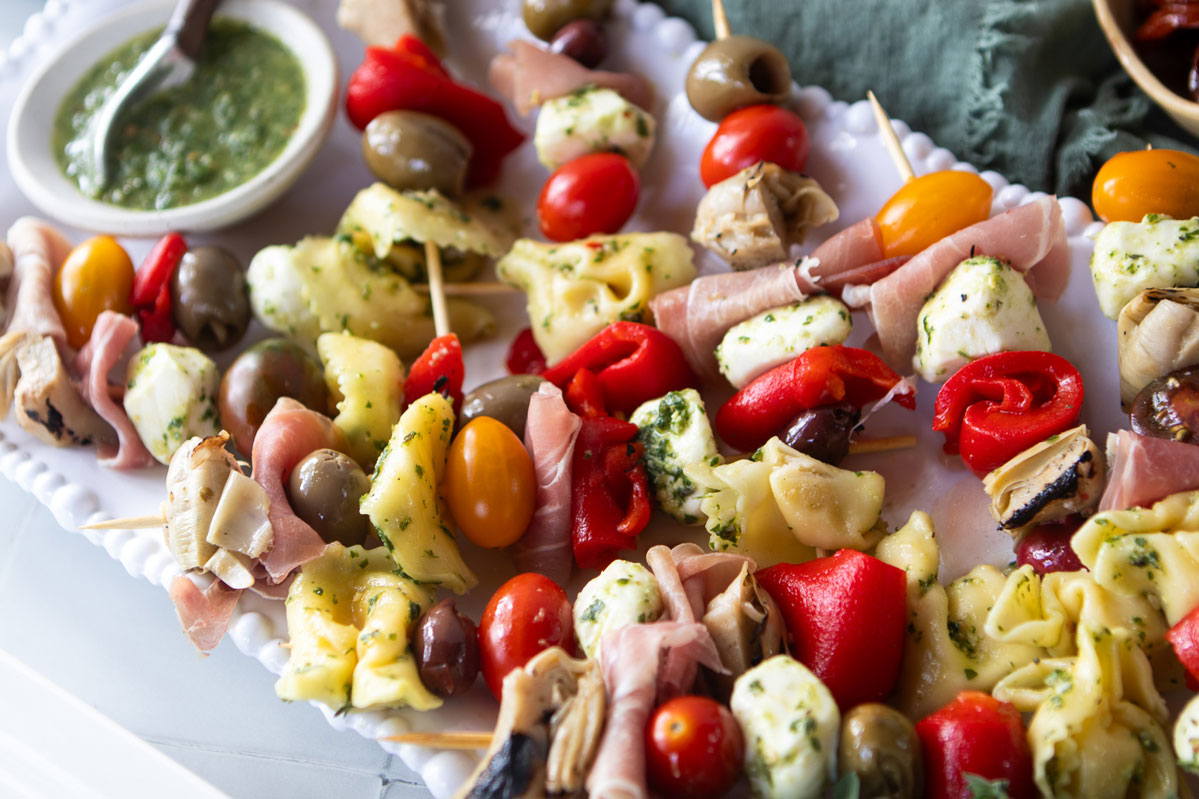 Italian Tortellini Antipasto Skewers | The Fancy Pants Kitchen